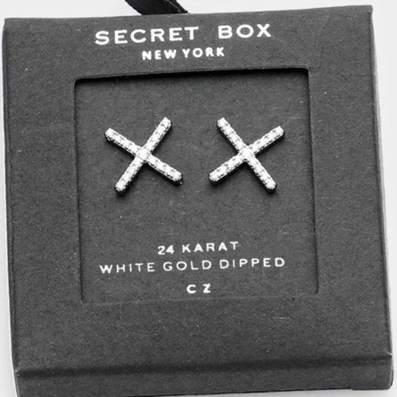 The Wild Clover | Jewelry | 24k White Gold X Shaped Stud Earrings ...